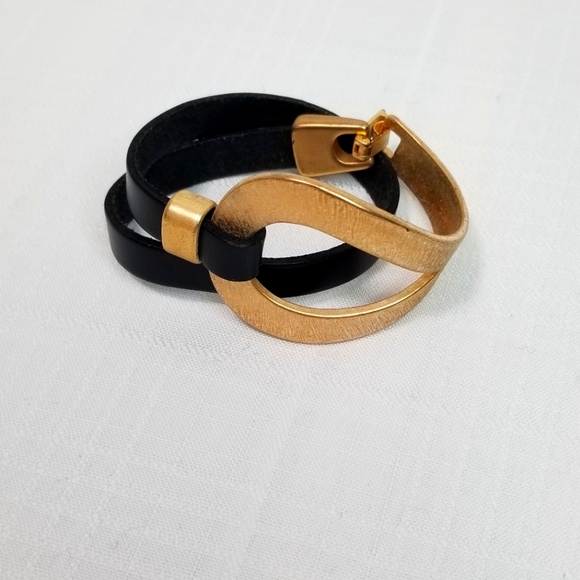 SAACHI | Jewelry | Saachi Gold Tone Leather Loop Wrist Wrap Bracelet ...